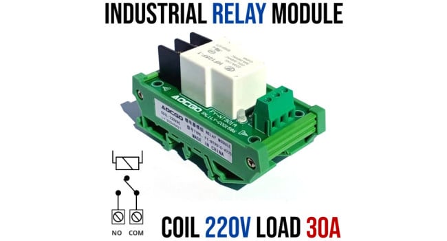 Industrial T90 Series Relay Coil 220V Load 30A Din Rail - Micro Robotics
