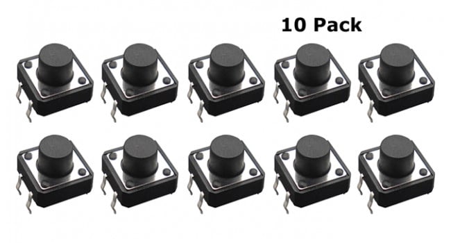 Tactile Switch 4 Pin H=5mm W=4.5 TH (10 Pack) - Micro Robotics