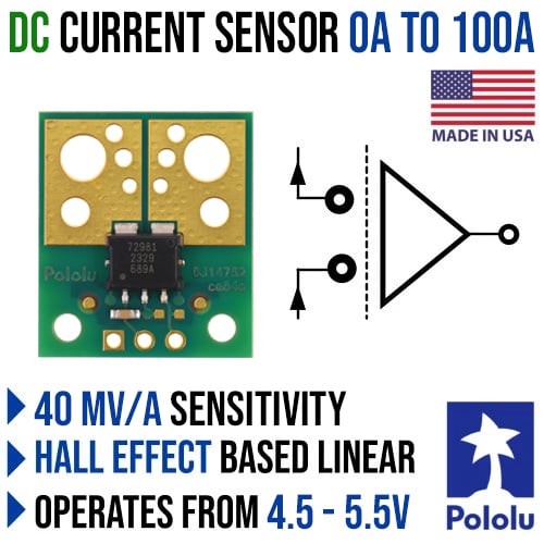 DC Current Sensor 0A to +100A - 5V Logic - Micro Robotics